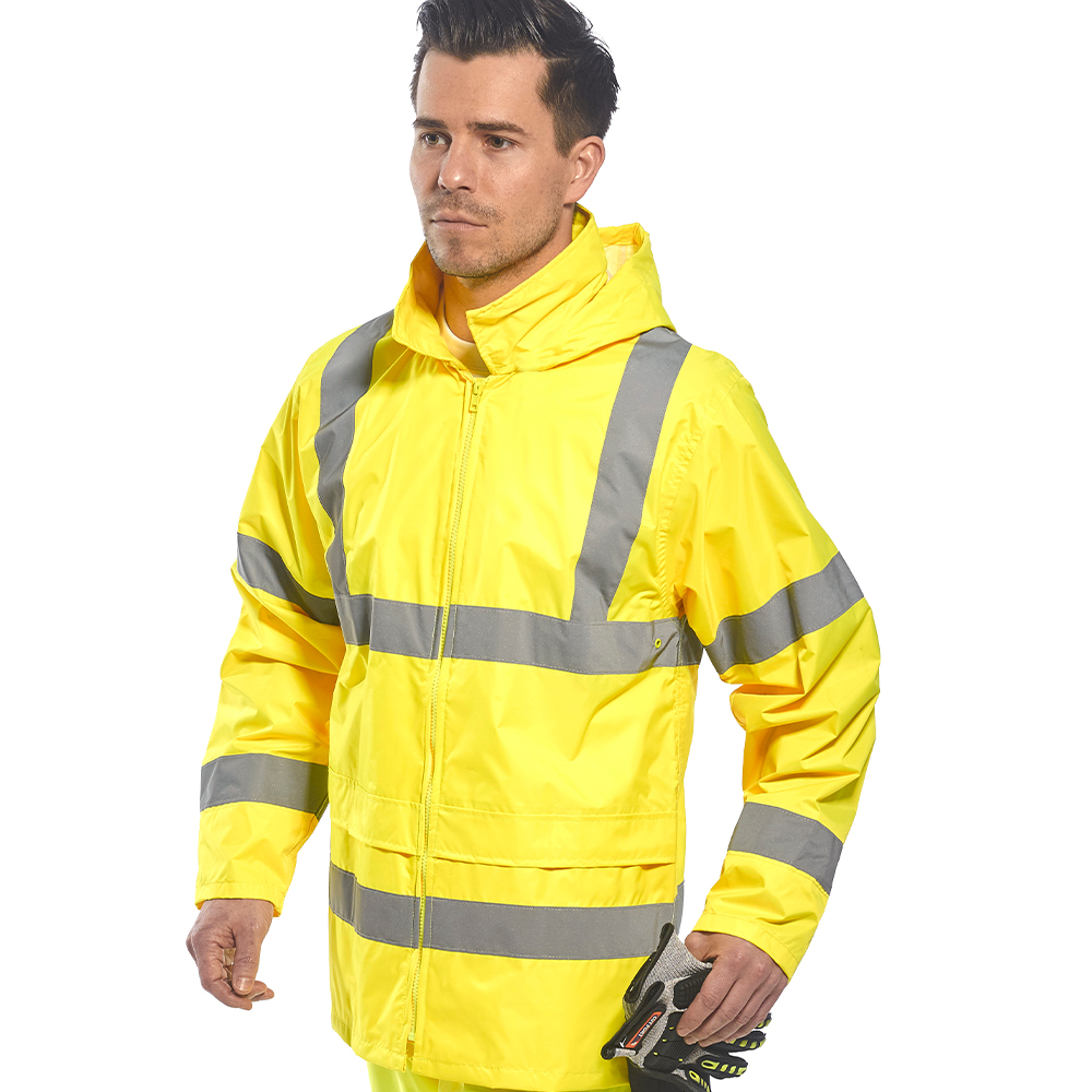 Hi Vis Lined Rain Jacket - Cressco Branded Workwear