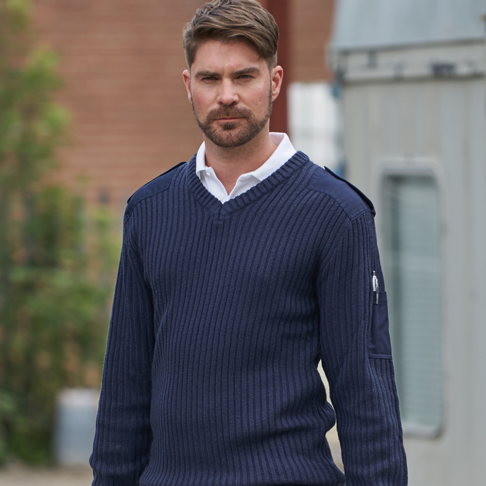 Pro Acrylic Security V Neck Sweater - Cressco Branded Workwear